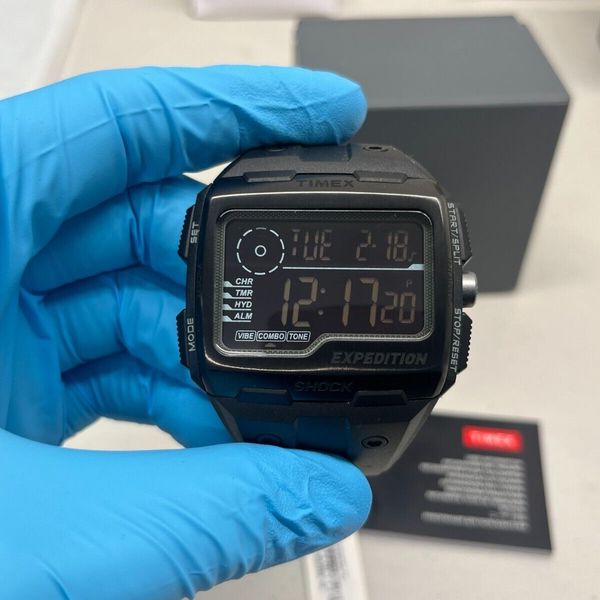 Timex Expedition Grid Shock With Black Resin Strap Indiglo Negative ...