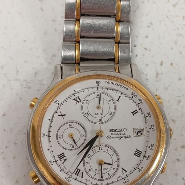 Seiko Chronograph Quartz Watch Gold Silver Tone Tachymeter ...