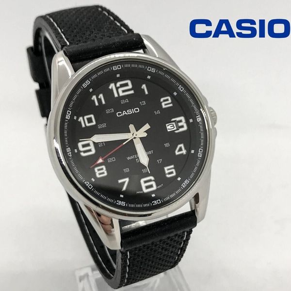 Casio MTP-1372 men's quartz watch mod 5340 white dial date rubber strap ...