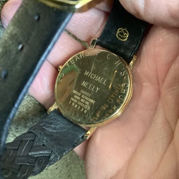 Seiko Lassale mens quartz dress watch new battery pearl dial 24k gold e ...