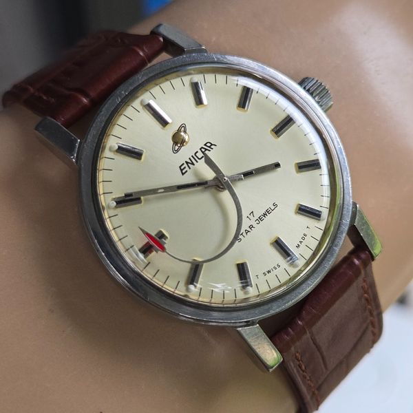 Vintage ENICAR men's manual wind watch Rocket second hand AR-160 swiss ...