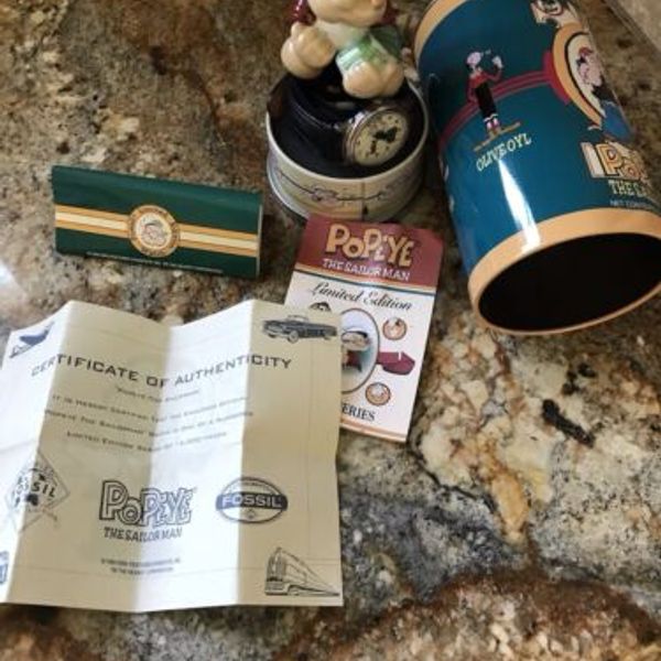 Fossil Limited Edition Popeye The Sailorman Watch W/Figurine & Tin ...