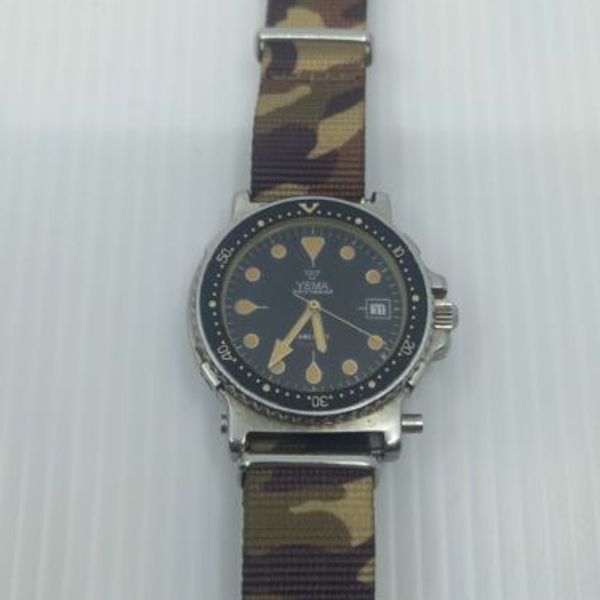 Yema Navygraf, 990 Feet. original diver quartz vintage wrist watch ...
