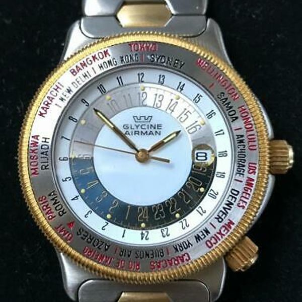 Glycine Airman World Time Airman Quartz Ref.3323 Watch Vintage ...