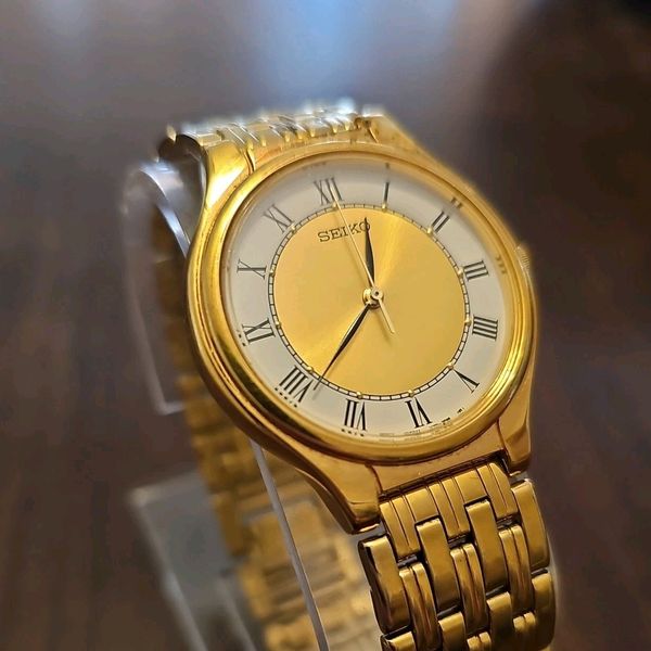 Vintage Seiko Mans Quartz Watch Mod V701-1Y70 Gold Tone Stainless Band New Batt | WatchCharts ...