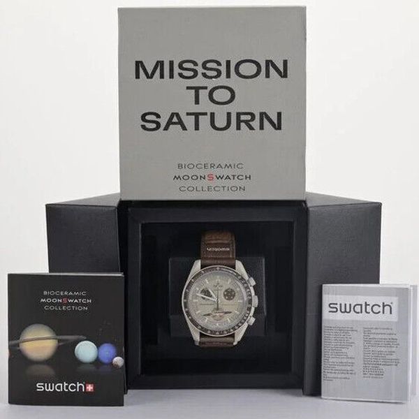 Omega x Swatch Mission to Saturn Moonswatch Bioceramic Brown Watch with ...