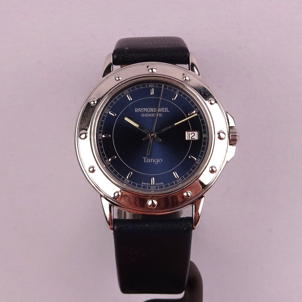 Raymond Weil Tango 5560 Watch Stainless Steel Blue Dial Leather Strap ...