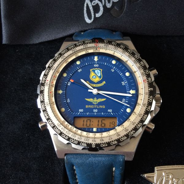 F.S.VINTAGE BREITLING BLUE ANGELS NAVITIMER CHRONOGRAPH 3300 ...