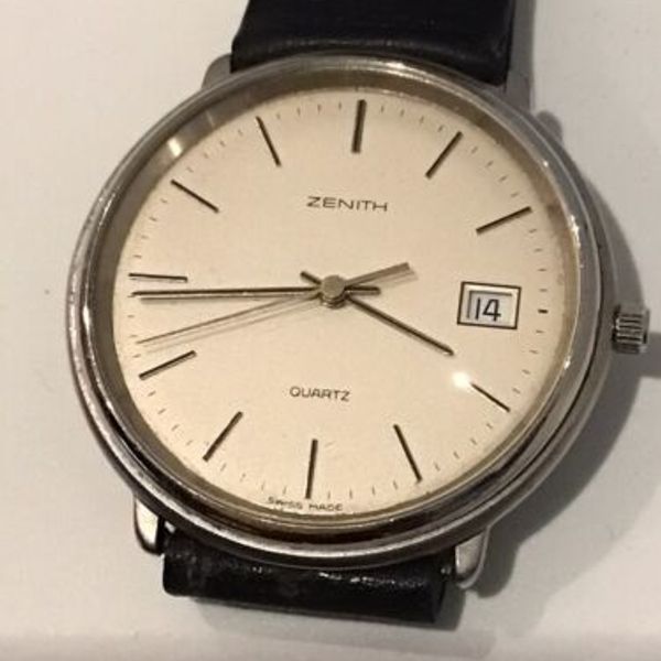 vintage mens zenith steel cased quartz watch working order With Date ...