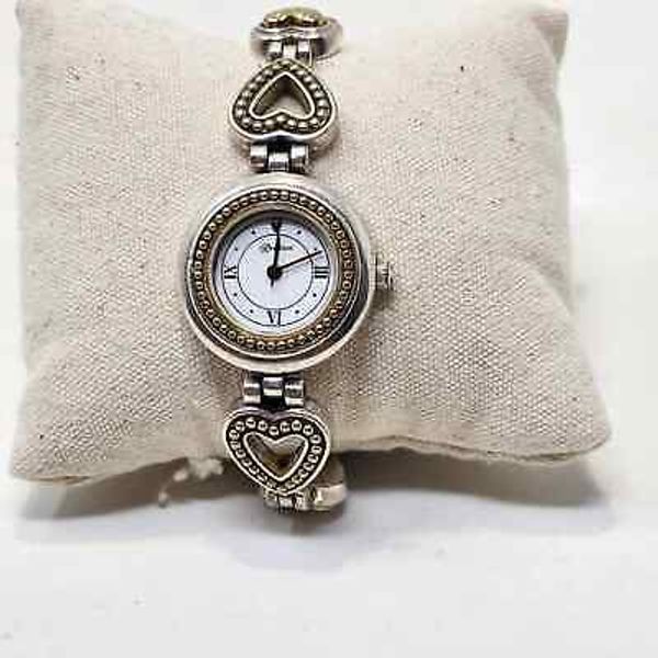 Brighton Genoa Heart Watch Silver and Gold Tone Toggle Clasp Adjustable ...