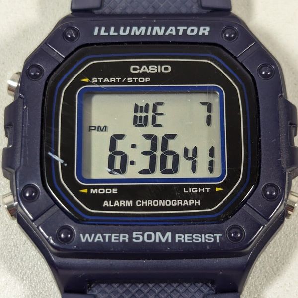 Casio Illuminator 3224 W-218H Alarm Chrono Black Resin Band Digital Watch | WatchCharts Marketplace