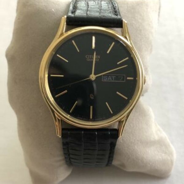 Citizen 2500-S76418 Quartz Watch Goldtone W/leather Band- New Battery ...