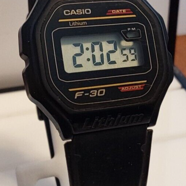 Vintage Casio F-30 Litihum Digital Mens Watch Rare F30 Original Resin ...