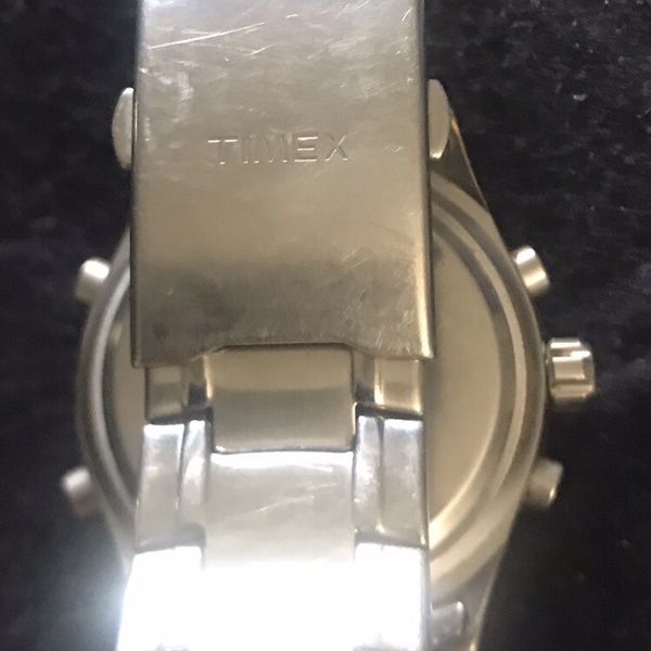 Large Face Timex Watch Men Analog Digital Silver Tone New Battery ...