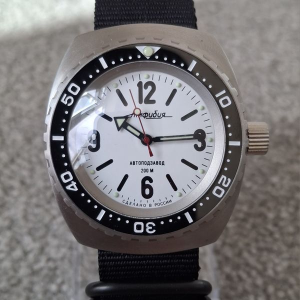 *VOSTOK AMPHIBIA AUTO WATCH - MODIFIED: MODTOK CASE CERAMIC BEZEL DOMED ...