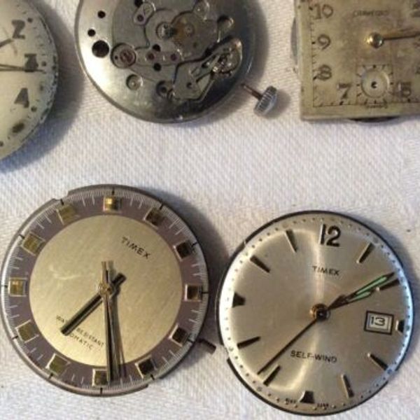 LOT OF 14 WATCH MOVEMENTS-GERARD PERREAUX-ELGIN-BULOVA-TIMEX SELF WIND ...