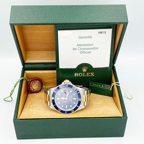 FS - Rolex Submariner 16613 18K yellow Gold/Steel Blue Dial/Bezel Box ...