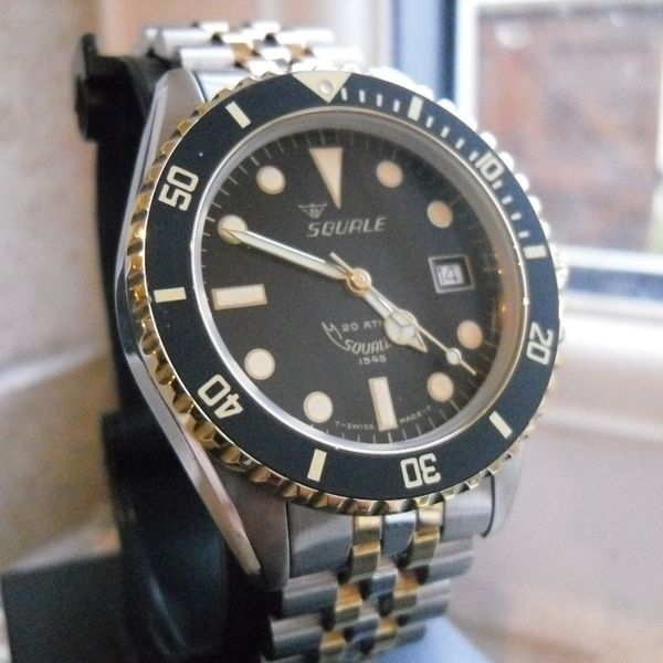 Squale 1545 quartz 38mm two tone divers watch, NOS (Heuer 1000 model ...