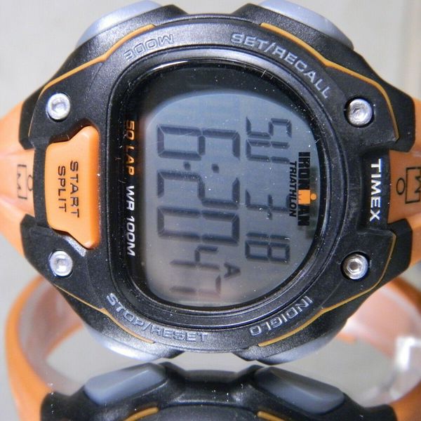 Ultra Rare Orange Men's Timex Iron Man Triathlon Big Screen Indiglo ...
