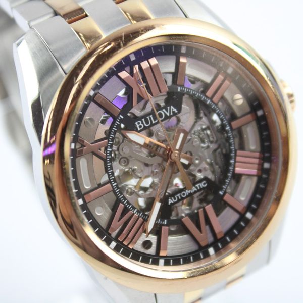 Bulova Skeleton Dial Automatic Two Tone Ref. 98A166 Automatic WORKING ...