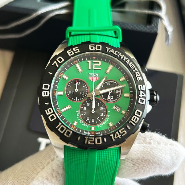 Green TAG Heuer Formula 1 43mm Chronograph Quartz Watch CAZ101AP Rubber ...