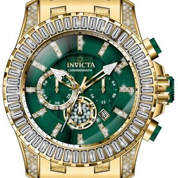 Invicta Pro Diver Chronograph GMT Quartz Crystal Green Dial Men's Watch ...