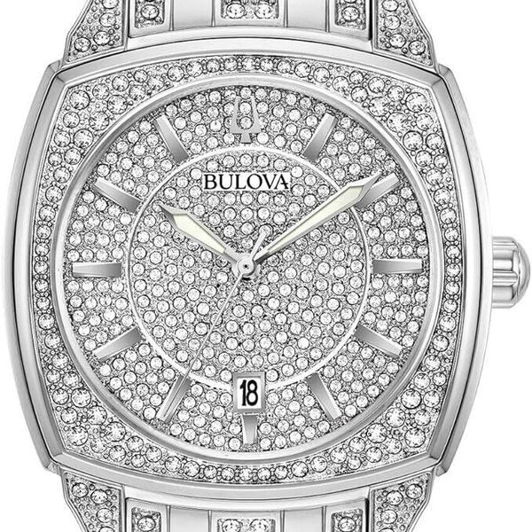 Bulova Men's Crystal Phantom 3-Hand Date Quartz Watch, Pave Crystal ...