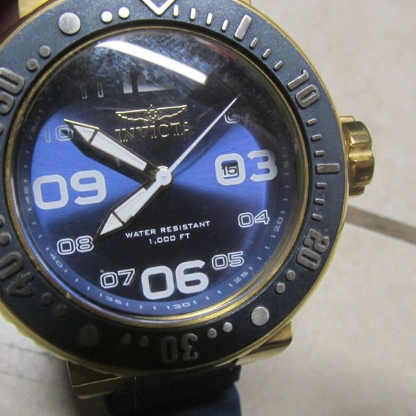 Invicta Blue Dial/Bezel Gold Tone Quartz Menâ s Diver Watch Model 21522 ...