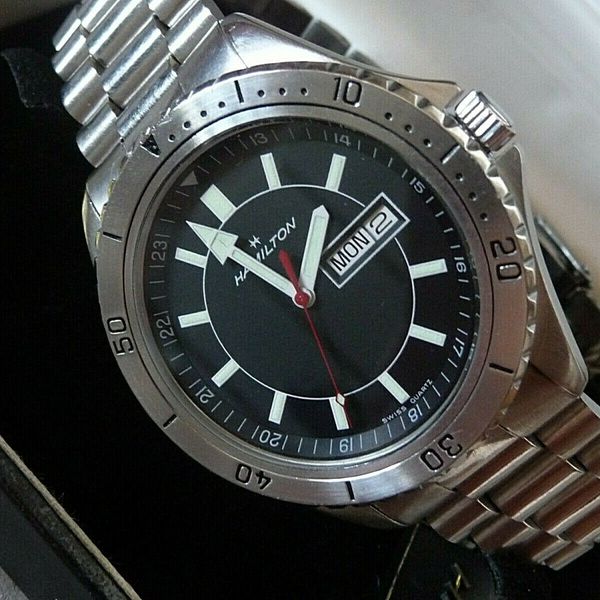 Men's vintage Hamilton Sea Hawk Diver watch All Stainless Steel 9391 w ...