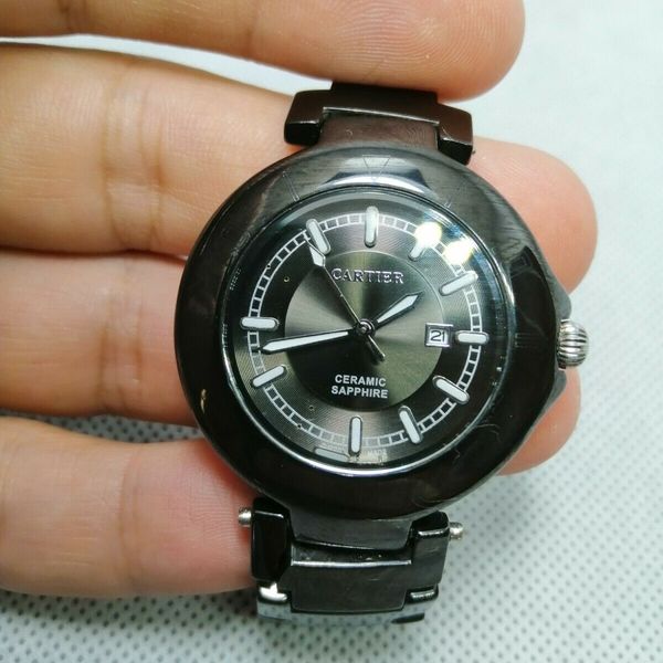 Cartier Ceramic Sapphire watch swiss Pasha Quartz working condition ...
