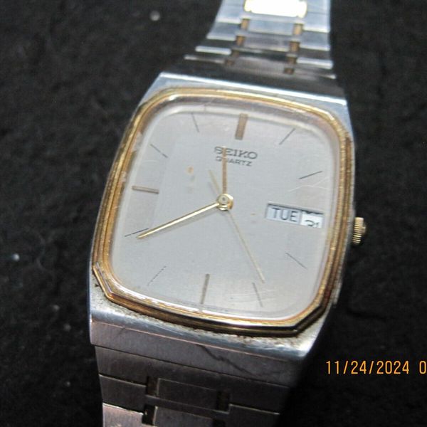 Vintage Seiko Day Date Quartz Watch 2 TONE Silver DIAL | WatchCharts Marketplace