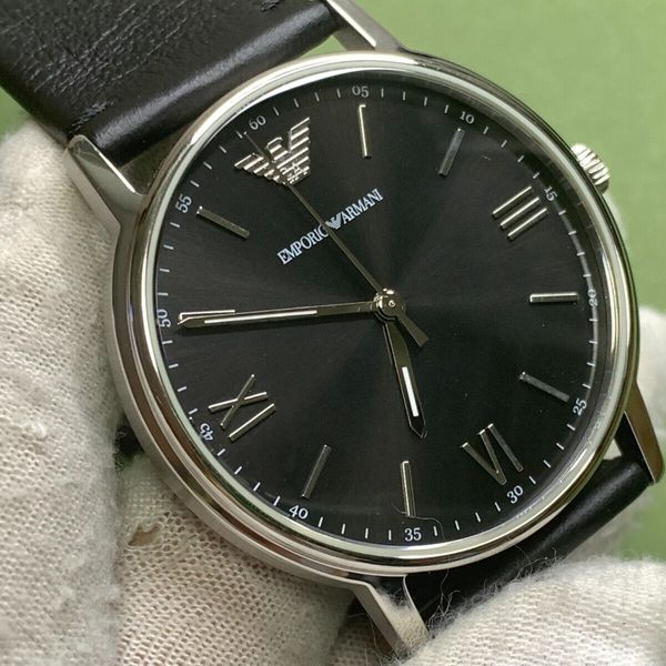 EMPORIO ARMANI KAPPA AR11013 Black Dial Black Leather 5 ATM S/S QUARTZ ...