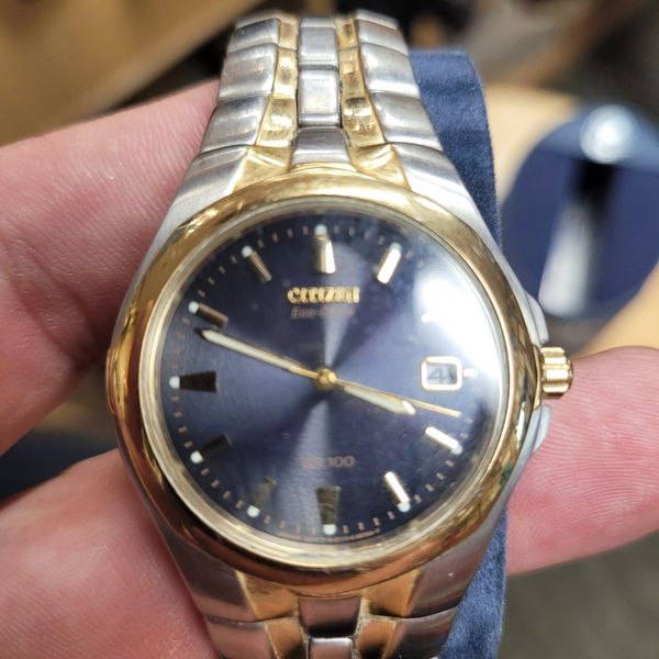 CITIZEN Eco-Drive WR 100 Wristwatch with Stainless Steel Two-tone Band ...