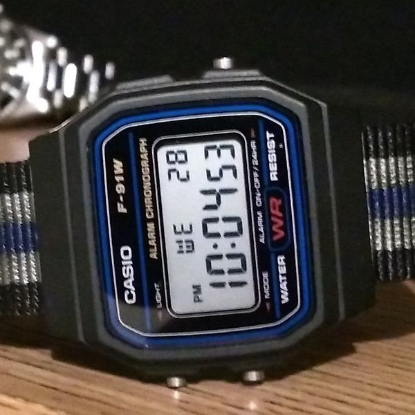 [WTS] Casio F91W on a black/silver/blue NATO strap! | WatchCharts