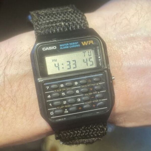Casio Calculator Watch 35mm Black 437 CA-53W Chronograph Vintage Mid ...