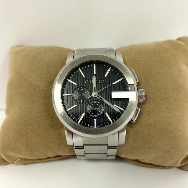 Men's Gucci G-Chrono Black Dial Stainless Steel Watch YA101204 101.2 ...