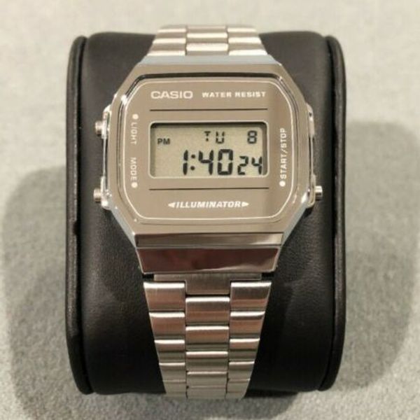 Casio A168 WEM-7 Mirror Face Classic Retro Digital Watch | WatchCharts ...