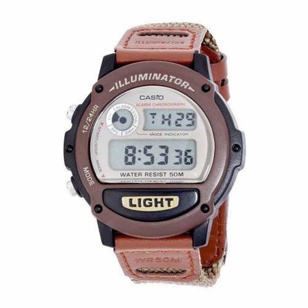 Casio W89HB-5AV, Illuminator Watch, Brown Nylon Band, Stopwatch, Alarm ...