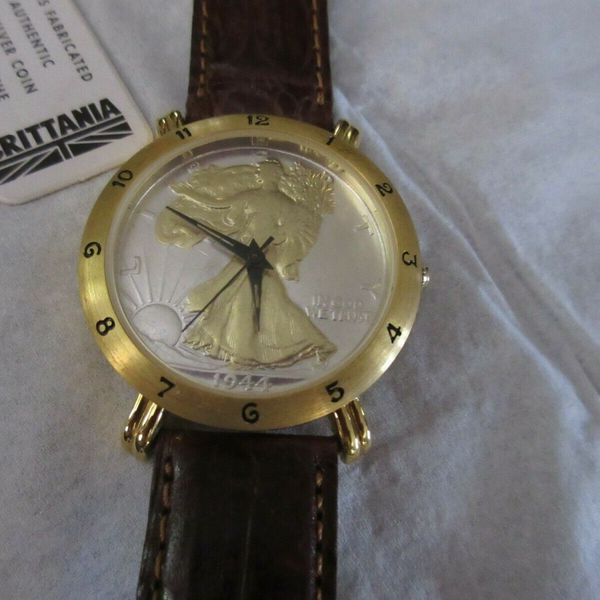 Vintage BRITTANIA 1944 SILVER COIN FACE WATCH w/ TAG - NEVER WORN ...