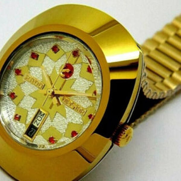 NEW RADO DIASTAR GOLD PLTD 11 RUBY SWEEP SWISS MEN'S AUTO DAYDATE MONTH ...