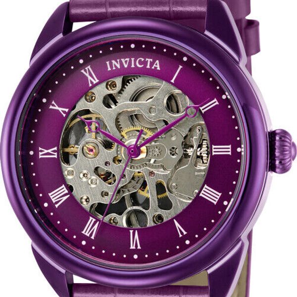 Invicta Speciality Mechanical 42mm Skeleton Silver Dial Purple Men's ...