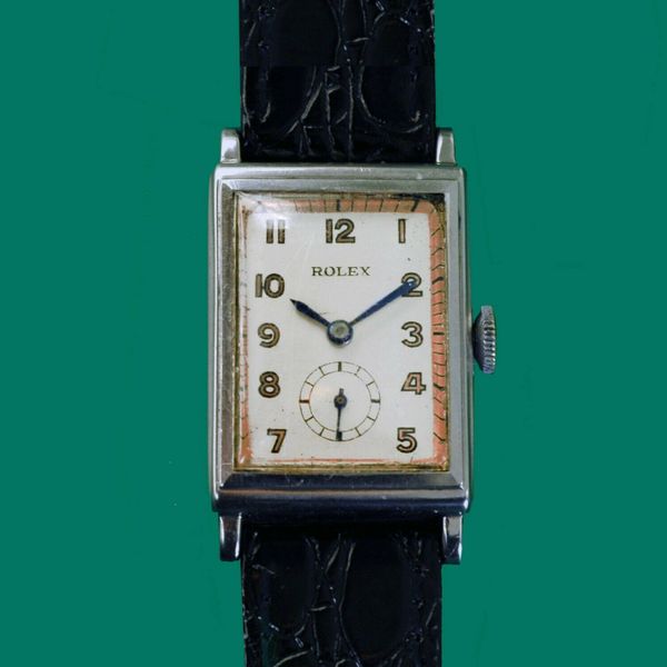 Vintage 1930s ROLEX Stainless Steel Rectangular Case Art Deco Men's ...