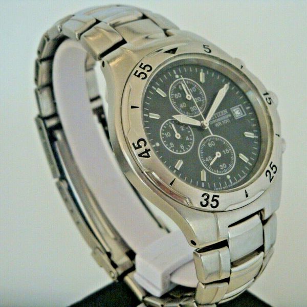 Citizen Quartz Chronograph. Gents vintage watch. Blue dial. 0510 ...