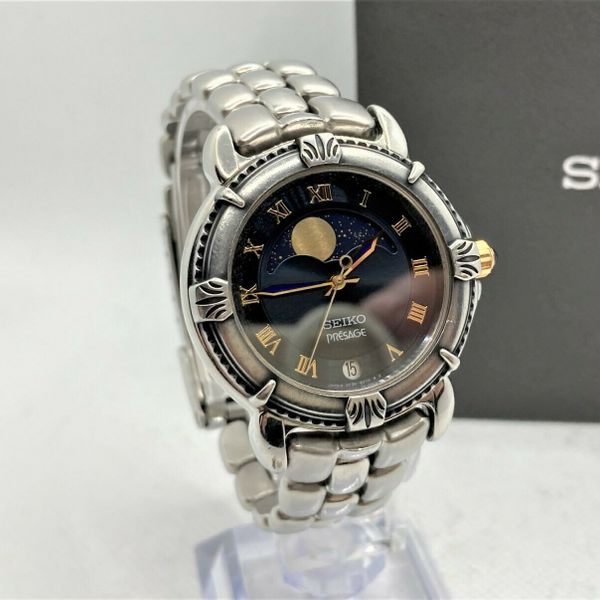 Auth SEIKO Presage Moonphase Men's Wristwatch Quartz Blue Dial SAWD001 6F34-6060 | WatchCharts ...