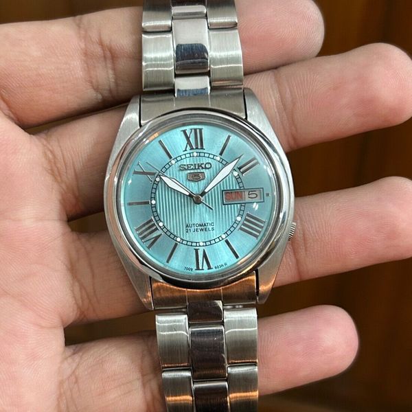 Seiko 5 Automatic Roman Sky Blue Dial (changed) Japan Men's Watch Cal ...