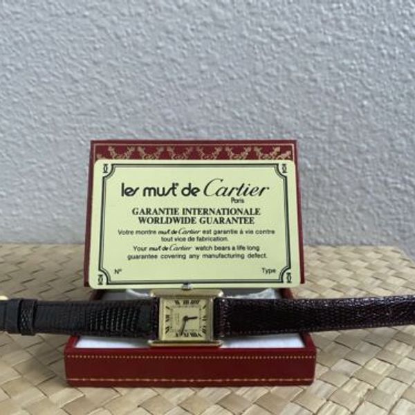 1981 Must de Cartier tank, with LIFETIME Warranty! 925 Argent 18k Gold ...