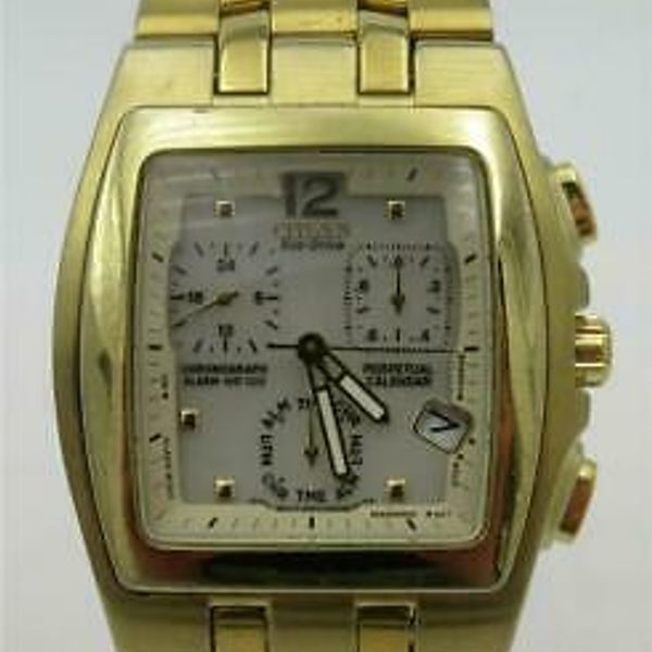 Citizen Mens BL5142-56P Eco Drive Largo Perpetual Calendar Gold Tone ...