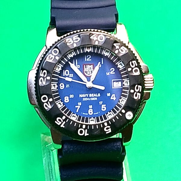 LUMINOX 3100 / 3103 NAVY SEAL S/S w/BLUE DIAL 2 BANDS new batt & o-ring ...