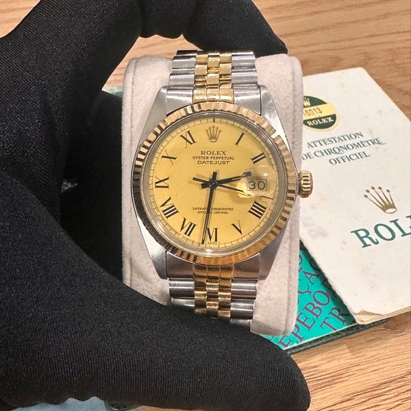 Rolex DateJust 36 Ref: 16013 Two-Tone Buckley Gold Dial Papers ...