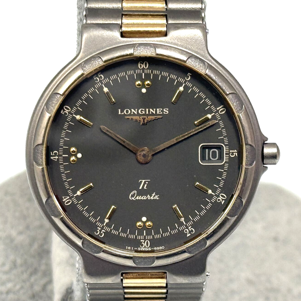 LONGINES CONQUEST Ti L161.2 DATE MEN'S GRAY VINTAGE WATCH SWISS QUARTZ ...